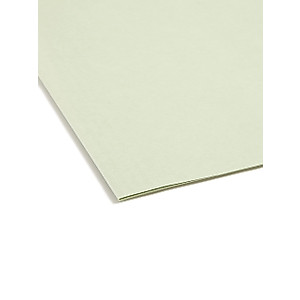 Smead FasTab Hanging Fastener File Folder with SafeSHIELD Fasteners, 1/3-Cut Built-in Tab, Letter Size, Moss, 18 per Box (65120)