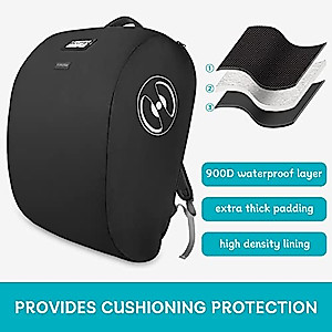 Padded Car Seat Travel Bag for Airplane, Compatible with Doona Car Seat Stroller, Durable Infant Car Seat Bags with Lockable Zipper, Foldable Gate Check Stroller Bag Backpack for Baby Travel Essential