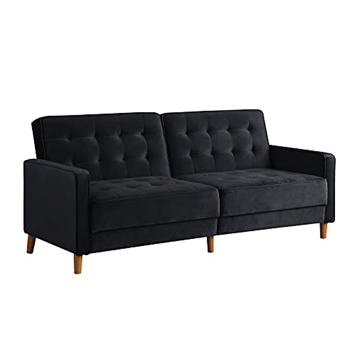 DHHU Adjustable Couch Sleeper Sectional, Loveseat for Living Room, Bedroom or Office, Modern Velvet Upholstered Sofa Bed, Black Color