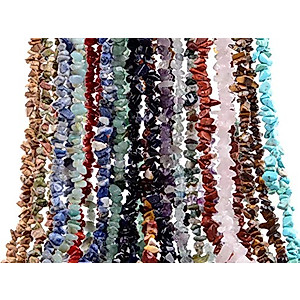 Natural Chip Stone Beads Multicolor 5-8mm About 400 Pieces Irregular Gemstones Healing Crystal Loose Rocks Bead Hole Drilled DIY for Bracelet Jewelry Making Crafting (5-8mm, Multicolor)