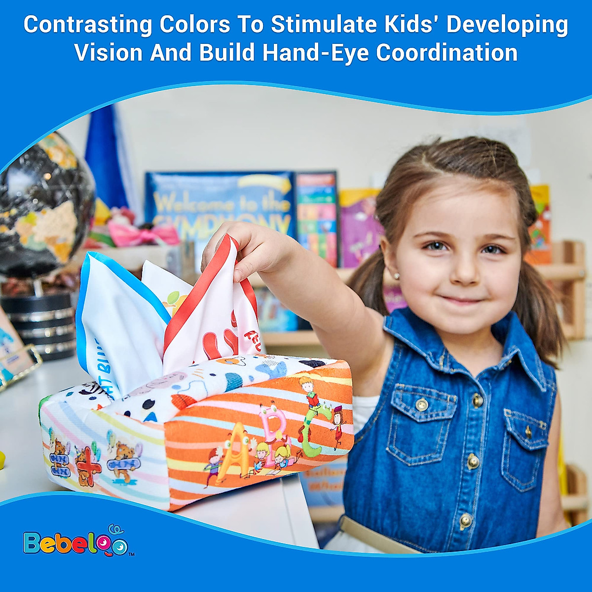 Baby Tissue Box Toy – Montessori Toy for Babies and Toddlers – Magic Tissue Box Baby Toy – Learning Baby Toy for 6 Month Old and up – Educational High Contrast Toy - Development STEM Toy - Baby Gift