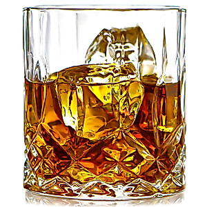 ELIDOMC 11Oz Old Fashioned Glasses With Luxury Giftbox, Unique Lead Free Cocktail Glass, Crystal Clear Whiskey Glasses for Men (Set of 4)