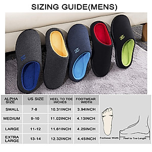 DL Mens Memory Foam Slippers Slip on, Comfy House Slippers For Mens Indoor Outdoor, Cozy Men's Bedroom Slippers Warm Soft Flannel Lining Closed Toe Man Slippers Size 11-12 Black Red