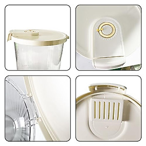 PENCK 20bl Flour Storage Container Airtight Rice Holder Dispenser Plastic Food Bin Cereal Grain Organizer Box with Locking Lid & Measuring Cup, 5-10kg Capacity, Cream