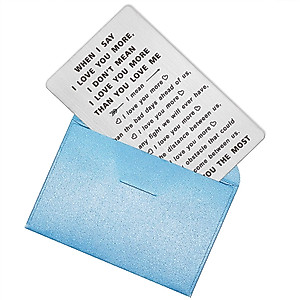 TANWIH When I Say I Love You More Wallet Card, I Love You Gifts for Him Her, Anniversary Cards Gift for Men Husband, Sentimental Long Distance Presents