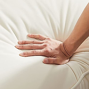 83" Modern Chesterfield Sofa, Melpomene Velvet Sofa Couch with Flared Arms and Removable Cushions for Living Room Bedroom（Beige）