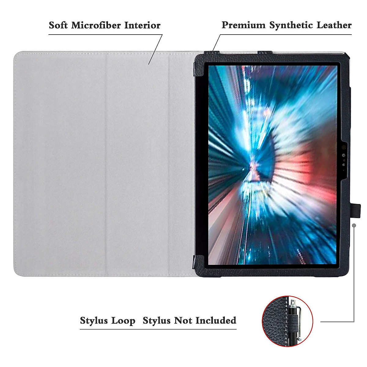 Bige for Dell Latitude 7200 Case,PU Leather Folio 2-Folding Stand Cover for Dell Latitude 7200 /Latitude 7210 12.3" 2-in-1 Tablet(Not fit Latitude 7200 Laptop),Black