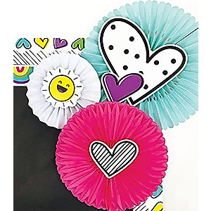 Carson Dellosa Kind Vibes 12-Piece Extra Large Heart Bulletin Board Cutouts, Heart Cutouts for Bulletin Board, Colorful and Black and White Classroom Cutouts, Valentines Heart Cutouts for Classroom