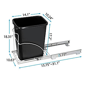 F2C 7.6 Gallon Pull Out Trash Garbage Can Roll-Out Sliding Rack Recycling Waste Bins Container Under Cabinet Sink/Panty for Kitchen Home, Black