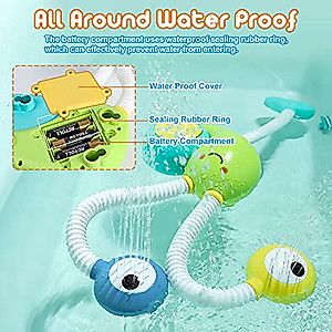 Dwi Dowellin Bath Toys for Baby Toddlers, Upgrade Electric Shower Head Baby Bath Toys Double Sprinkler Bathtub Tub Water Toys for Kids Preschool Child 18 Months and up