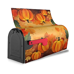 Ouqiuwa Fall Sunflowers Pumpkins Butterfly Maple Leaf Thanksgiving Welcome Magnetic Mailbox Cover, Mailbox Wrap Decorative for Garden Yard Home 21x18 in