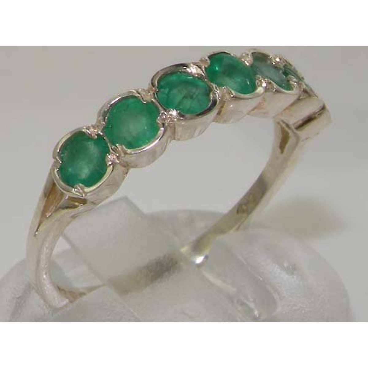 925 Sterling Silver Natural Emerald Womens Band Ring - Sizes 4 to 12 Available