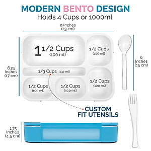 Bento Lunch Box Kids & Adult: Leakproof Lunch Containers for Boys & Girls with 6 Compartments - School, Daycare, Meal Planning Portion Control Container, BPA-Free Boxes, Utensils, Blue & Pink Set