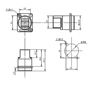 ANMBEST Dual USB3.0 IP67 Waterproof Connector, 2 Ports Panel Mount Female to Female USB Bulkhead Coupler Adapter with Weatherproof Dust Cap