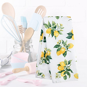 BOSS CLASS Kitchen Towels Lemon Home 4Pcs Summer Spring Absorbent Tropical Bar Dish Hand Decoration Bathroom Towel 15x25in Drying Soft 100% Polyester Cooking Baking Gifts Set