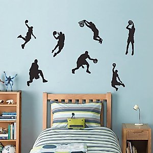 JUEKUI Basketball Wall Decal Vinyl Art Sport Player Sticker for Boys Teens Bedroom Living Room Playroom Fits Nursery Home Wall Decor W124 (Black)