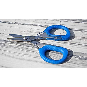 Cuda 5.5-Inch Titanium-Bonded Fishing Scissors for Braided Line & Mono Line with Micro Serrated Edges (18362), Blue
