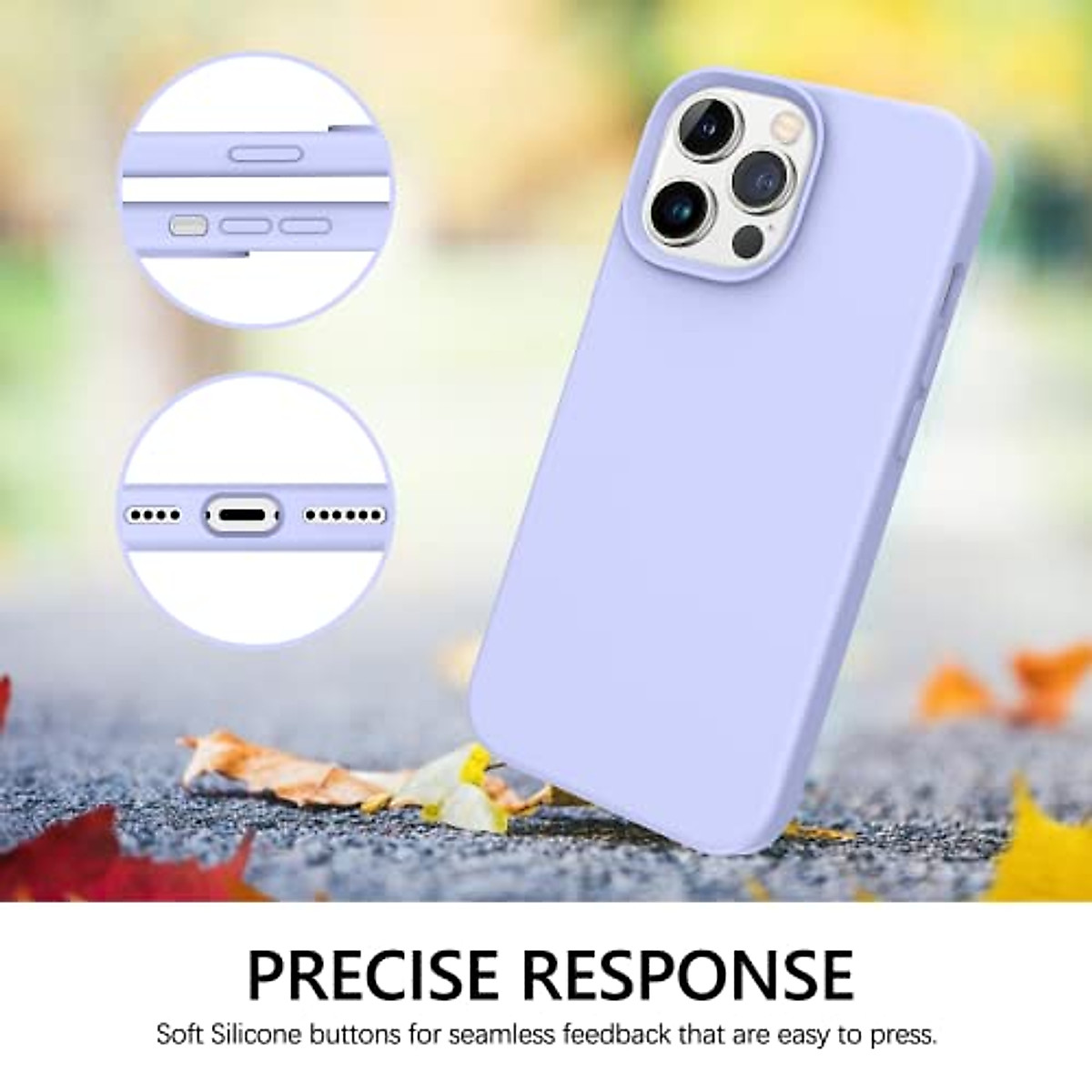 GUAGUA Compatible with iPhone 13 Pro Max Case 6.7 Inch Liquid Silicone Soft Gel Rubber Slim Thin Microfiber Lining Cushion Texture Cover Protective Phone Case for iPhone 13 Pro Max Lilac Purple