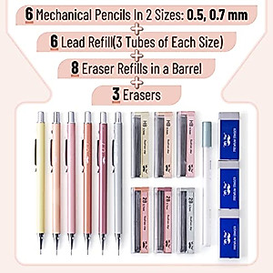 Mr. Pen- Boho Mechanical Pencil Set with Lead and Erasers Refills, 6 Pack, Boho Theme, 0.5mm & 0.7 mm, Cute Pencils, Cute Mechanical Pencil, Pastel Pencils, Led Pencils 0.7mm, Aesthetic Pencils