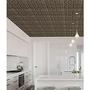 In Home NH4154 Antique Bronze Tin Peel & Stick Backsplash Tiles, Metallic 10 inch x 10 inch