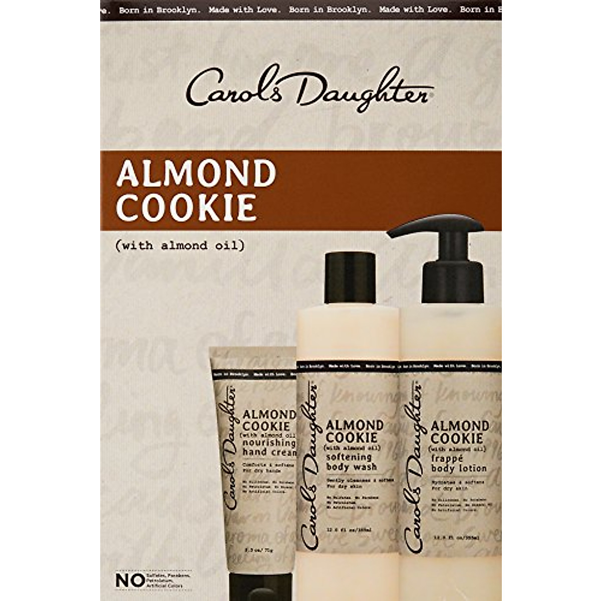 Carol’s Daughter Almond Cookie Body Gift Set For Dry Skin, Blended with Almond Oil, Contains Sulfate Free Body Wash, Hand Cream, and Body Lotion, Paraben Free