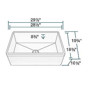 MR Direct 415 Fireclay Farmhouse Kitchen Sink, 30 in Single Bowl, White