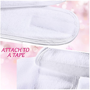 Hoteam 30 Pack Hairband, Polyester Spa Headband for Washing Face Makeup Headband for Shower Bath Sport, Adjustable Towel with Hook and Loop Non Slip, White