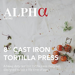 ALPHA LIVING 50520A 8 Inch Quesadilla Heavy Duty Empanada Press – Cast Iron Tortilla Maker for Kitchen, Home Use