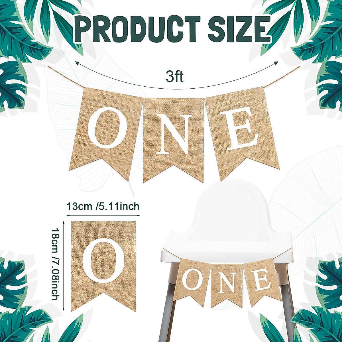 One High Chair First Birthday Burlap Banner One Banner and 1st Birthday Photo Banner for Boy Girl Newborn 12 Month One Year Old Birthday Decorations Monthly Milestones Garland Photo Prop Supplies