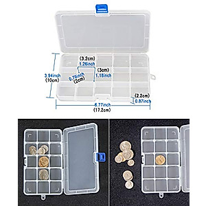 DUOFIRE Plastic Organizer Container Storage Box Adjustable Divider Removable Grid Compartment for Jewelry Beads Earring Container Tool Fishing Hook Small Accessories（15 grids，White x 4）