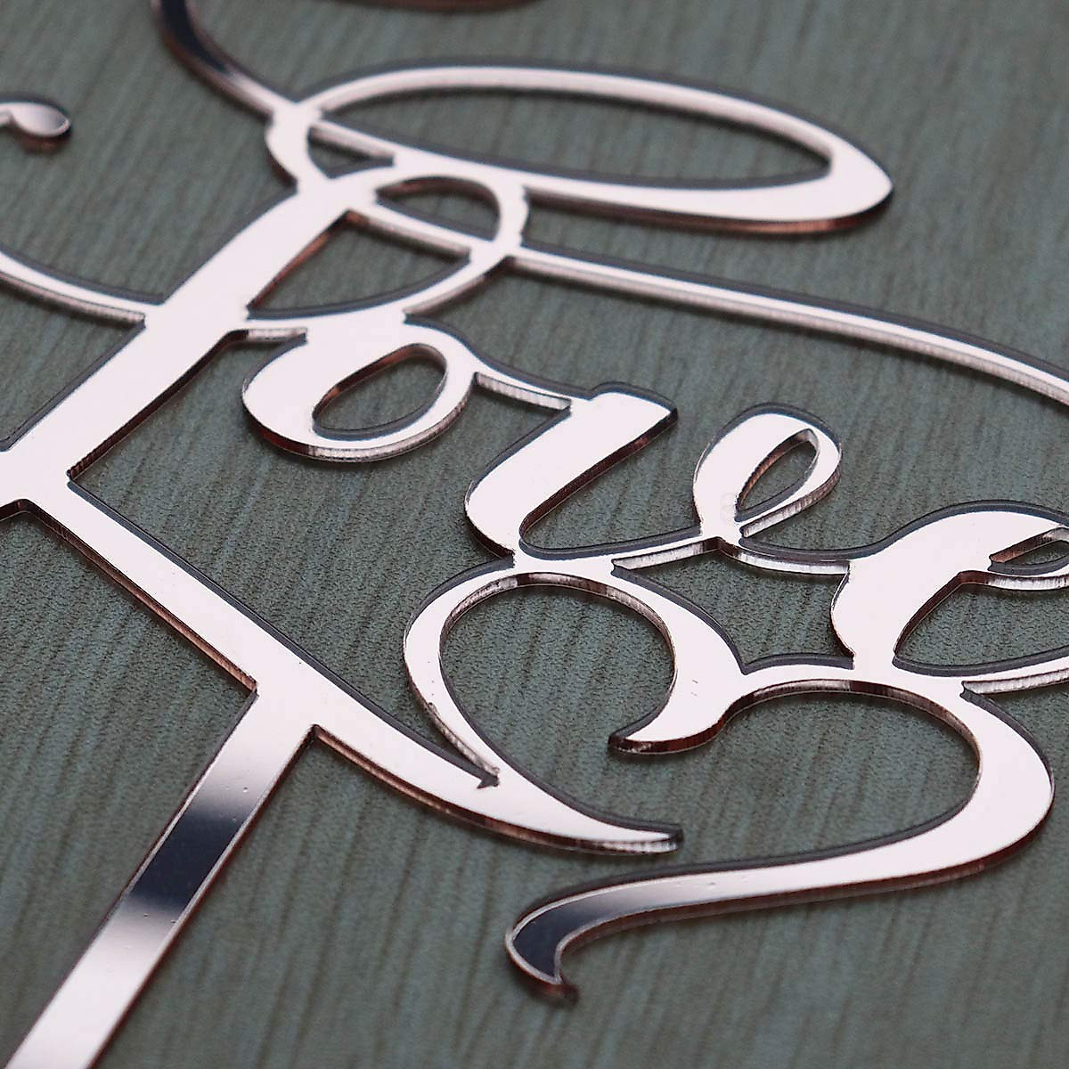 Love Cake Topper - Wedding/Engagement/Bridal Shower/Anniversary/Birthday/Bachelorette/Confession Party Decorations Supplies, Mirror Rose Gold Acrylic