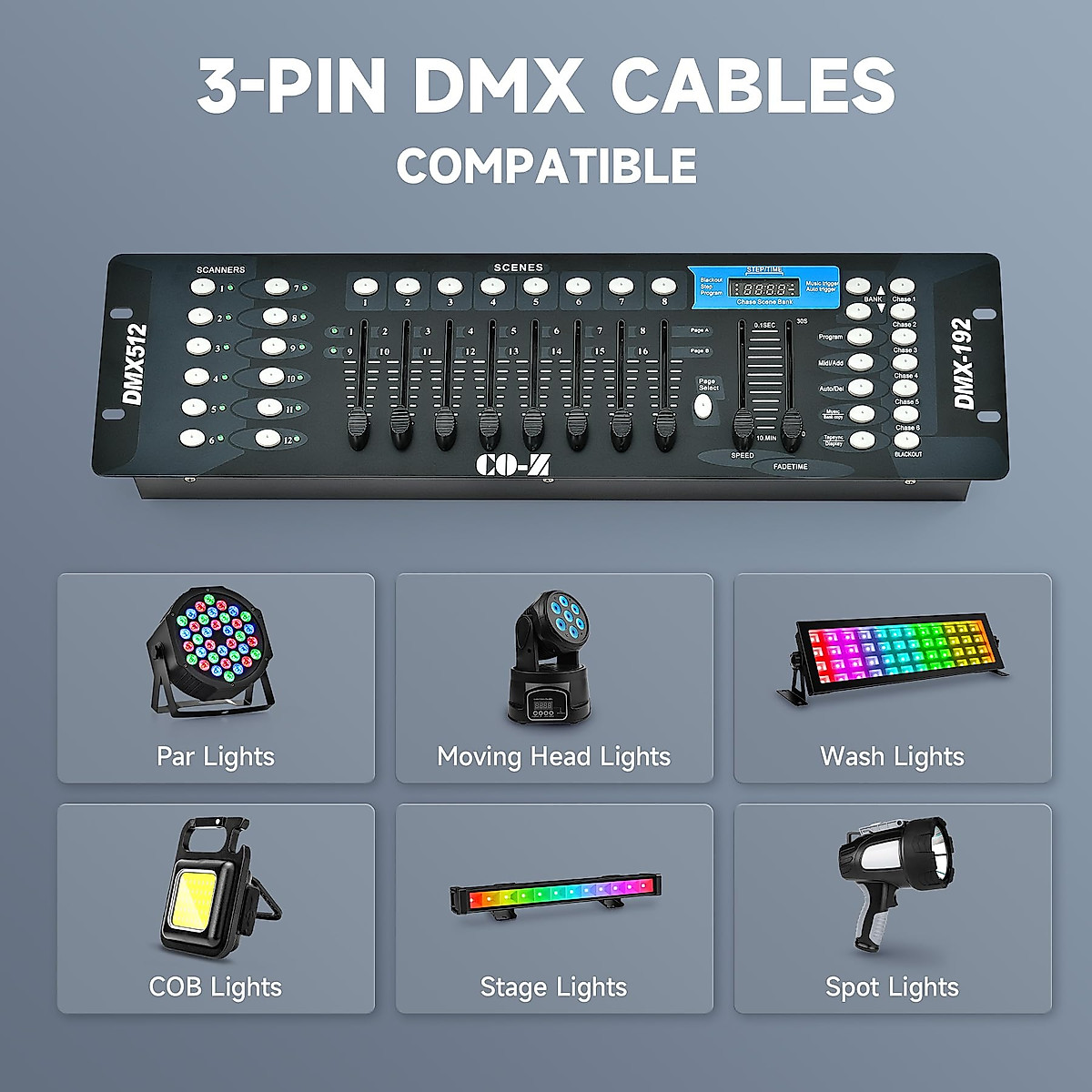 CO-Z 192 DMX 512 Stage DJ Light Controller Lighting Mixer Board Console for Light Shows, Party Disco Pub Night Club DJs KTV Bars and Moving Heads