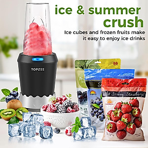TOPZEE 1000W Blender, Bullet Blender for Smoothies, Dishwasher Safe with 24oz Easy Go Cups, Max 1200W