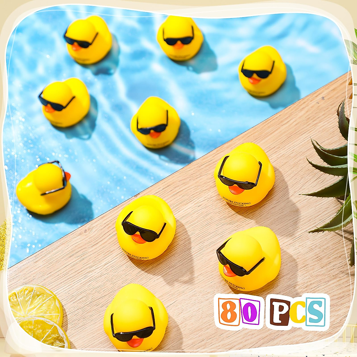 Glimin 80 Set Inspirational Appreciation Gift You're Ducking Rubber Ducks with Glasses Cheer up Card with Bag for Employee Team Staff Vet Tech Week Medical Assistant Thanksgiving Christmas