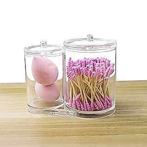Erliban Cotton Swab Box Holders, 2 in 1 Qtip Holders and Acrylic Cotton Container for Cotton Ball,Cotton Swab,Q-Tips,Cotton Rounds Storage