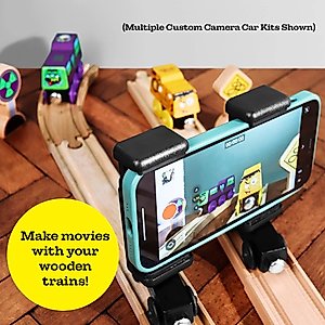 Wooden Custom Camera Car - Make Tracking Shots with Action Camera Mount Accessory - Compatible with GoPro Hero, Session, Gopro Max, Insta360, Xiaomi Yi DJI AKASO Campark - Make 3D Printed Trains