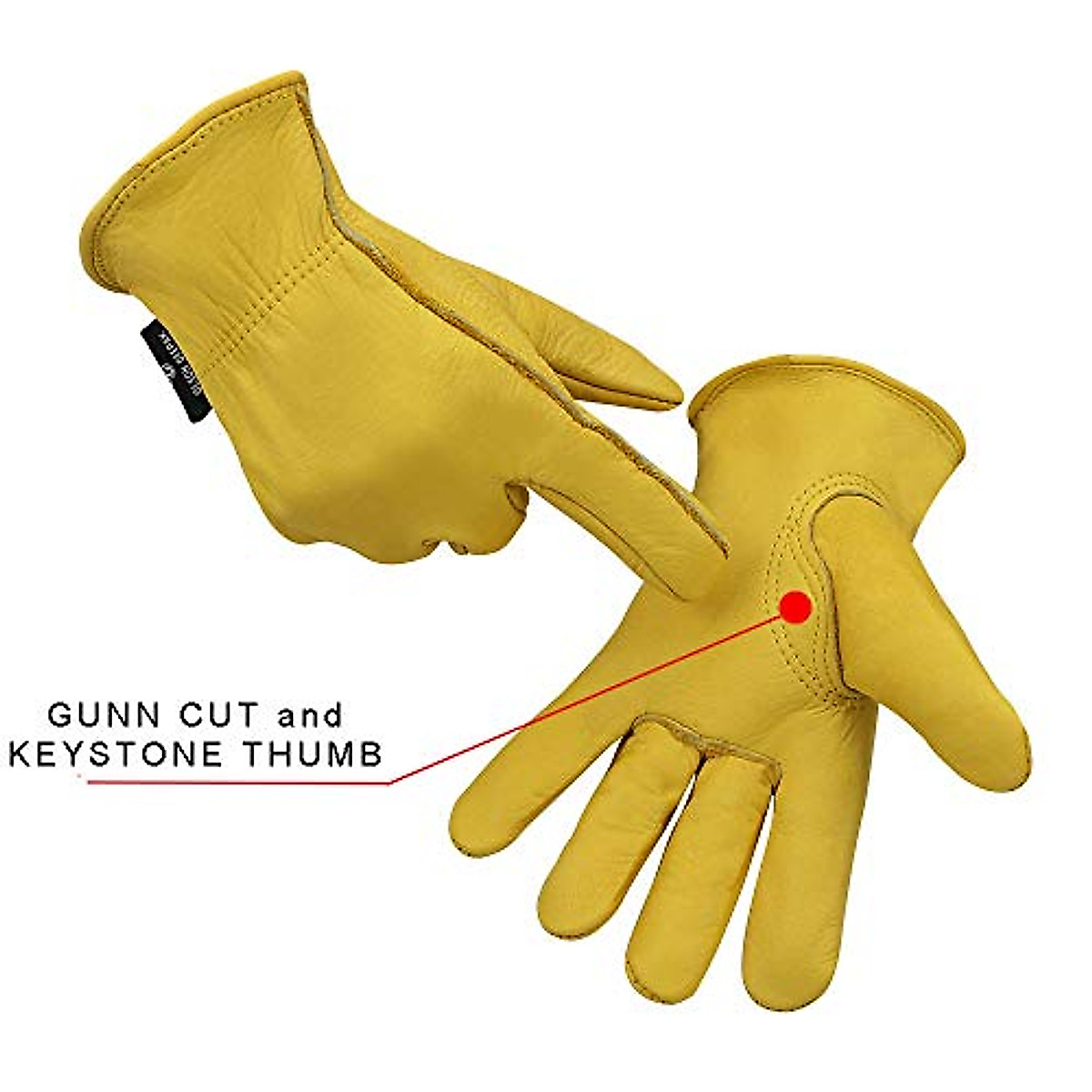 OLSON DEEPAK Heavy Duty Industrial Safety Gloves,Grain cowhide Leather Shooting Gloves for Driving/Riding/Gardening/Farm for Men/Women (Large,Yellow)