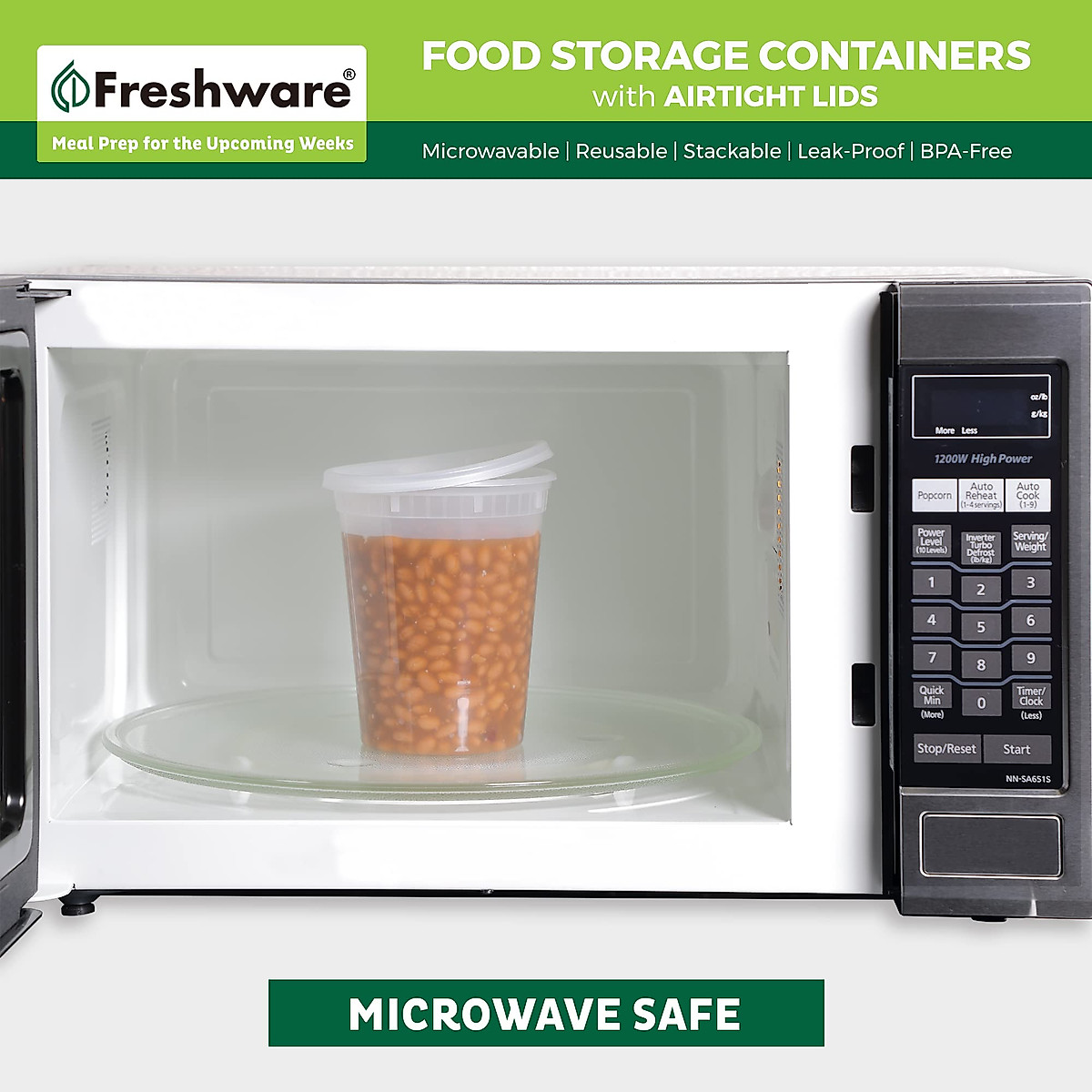 Freshware Food Storage Containers [240 Set] 32 oz Plastic Deli Containers with Lids, Slime, Soup, Meal Prep Containers | BPA Free | Stackable | Leakproof | Microwave/Dishwasher/Freezer Safe