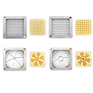 VEVOR Commercial French Fry Cutter with 4 Replacement Blades, 1/4" and 3/8" Blade Easy Dicer Chopper, 6-wedge Slicer and 6-wedge Apple Corer, Lemon Potato Cutter for French Fries with Extended Handle