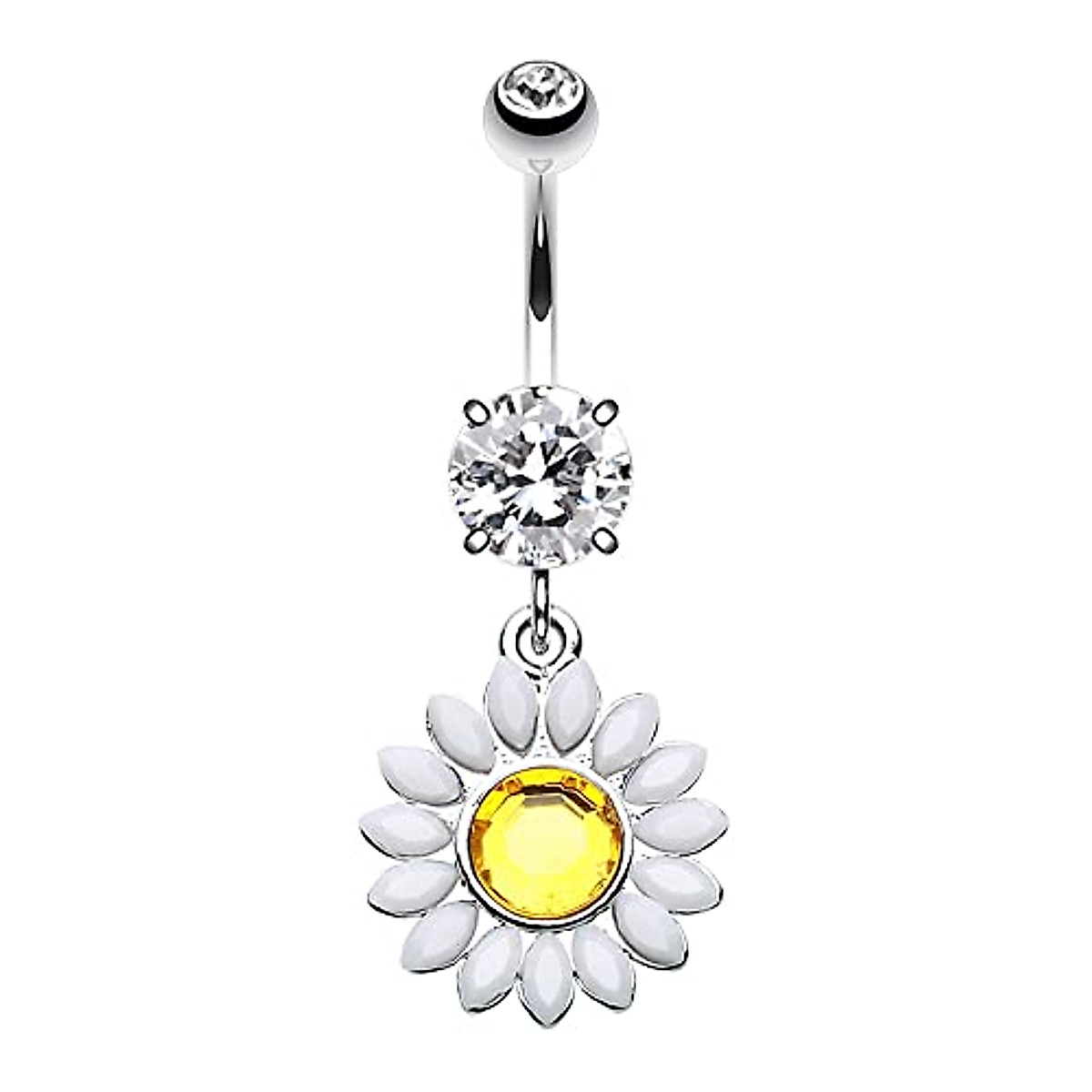 WildKlass Jewelry Daisy Marquise Flower 316L Surgical Steel Belly Button Ring