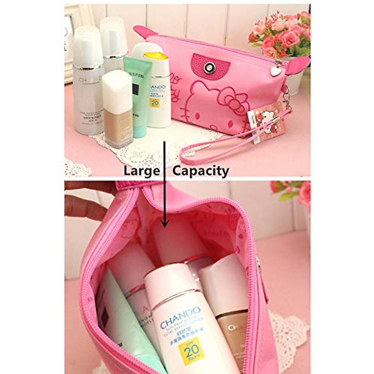 Kerr's Choice Cosmetic Bag Makeup Bag Kitty Cat Toiletry Bag Makeup Pouch Kitty Gift