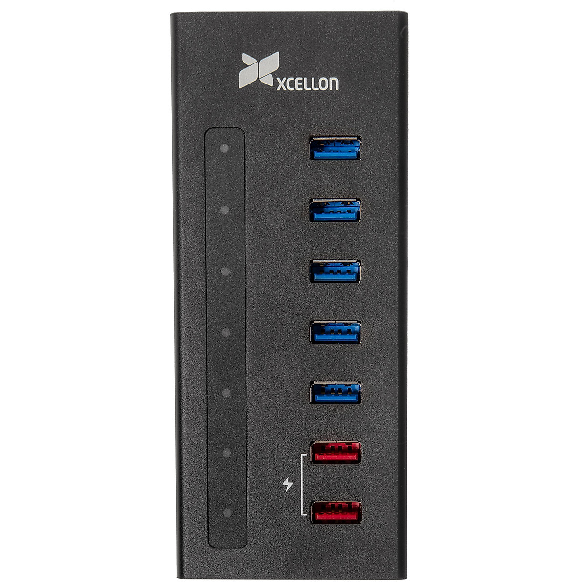 Xcellon 7-Port Powered USB 3.0 Slim Aluminum Hub with 2 Dual Data/Charging Ports