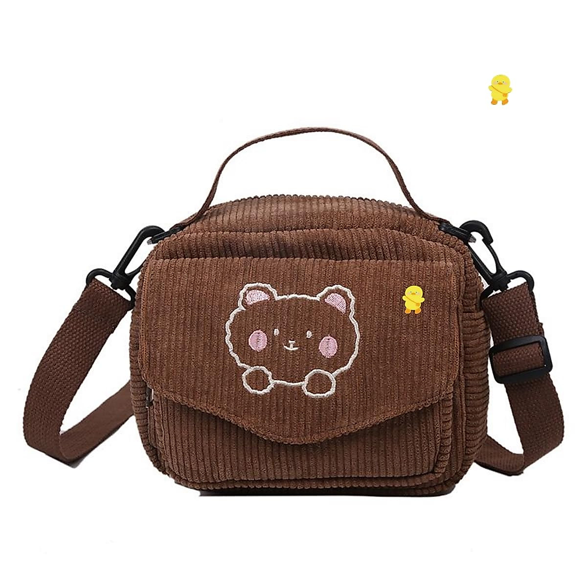 AWXZOM small cute Corduroy Crossbody bag min Kawaii Purse Crossbody Bag small Kawaii Wallet small Kawaii Crossbody Bag (brown)