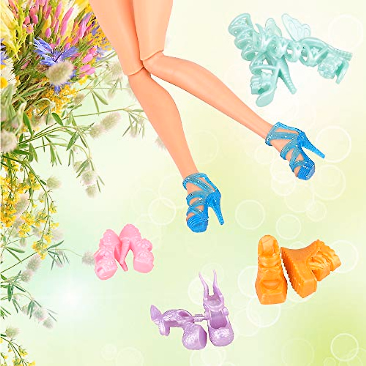 Miunana 50 Pairs Doll Shoes High Heel Shoes Doll Boots Flat Shoes Set for 11.5 inch Girl Dolls Fashionista Shoe Lots