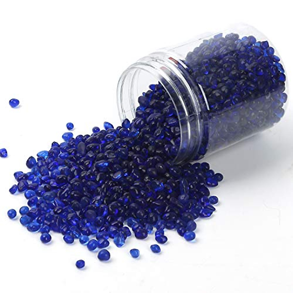 Reflective Tempered High Luster Fire Glass, Fire Pit Glass Gravel,Fire Glass Rocks Pebbles,Glass Beads Gems for Fish Tank Aquarium Garden Decoration 3-6mm 305g/10.75oz/0.67lb (Sapphire Blue)