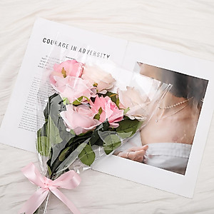 100 Pcs flower packaging transparent bag,flowers bouquet sleeve transparent cellophane Suitable for flower shop, shopping mall flower packaging