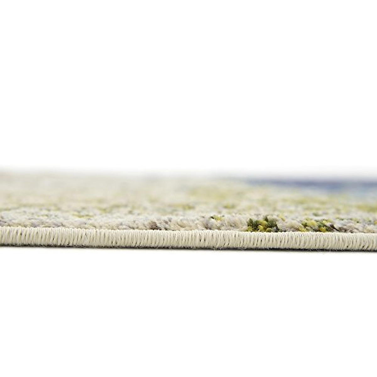 Unique Loom Estrella Collection Abstract, Modern, Light Colors, Distressed Area Rug, 2 ft x 7 ft, Blue/Beige