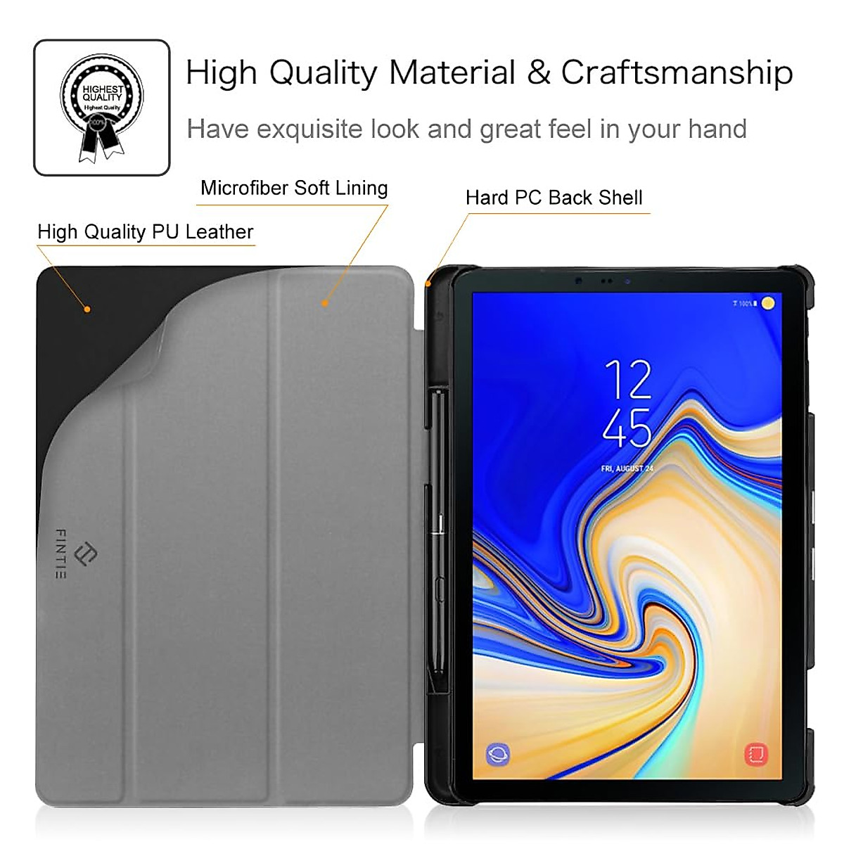 Fintie Slim Case for Samsung Galaxy Tab S4 10.5 2018 with S Pen Holder, Ultra Thin Tri-Fold Stand Cover with Auto Sleep/Wake for Samsung Tab S4 10.5 Inch Tablet SM-T830/T835/T837, Black