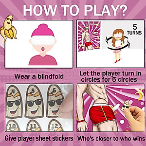 Bridal Shower Games Pin The Banana on The Hunk Bachelorette party GamesWedding Engagement Girls Night Pin The Banana Game 50 Stickers includes Large Poster Single Girl Party Night