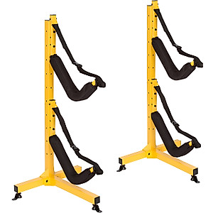 Suspenz Kayak Storage Rack, 2-Boat EZ Rack for Kayak, Canoe, SUP (T-Base/1 Box) Indoor/Outdoor Kayak Hangers Hooks, Yellow, 48" x 24" (12-9902)